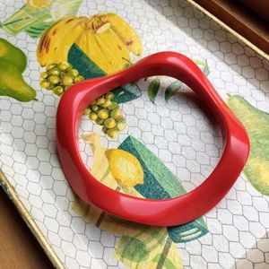 Vintage | Jewelry | Vintage Red Ripple Acrylic Bangle Bracelet | Poshmark